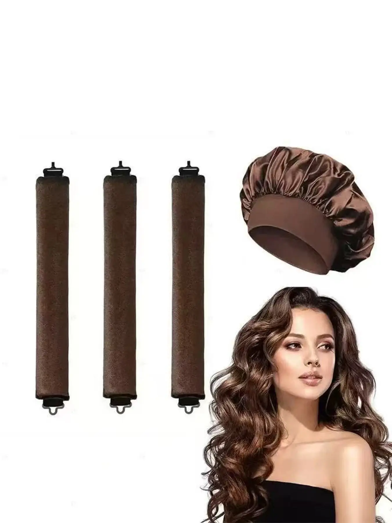 查看[4pcs Curling Hair Set, Satin No-Heat Hair Curlers, Hair Curling Wand ...