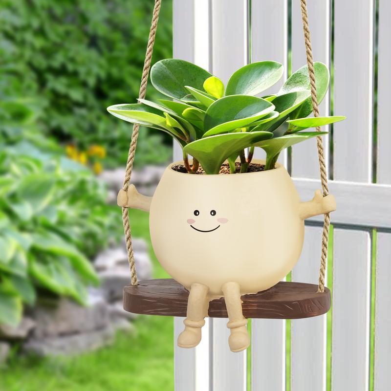 Cute Hanging Plant Pot,Swinging Smiley Face Hanging Planter, Cute ...