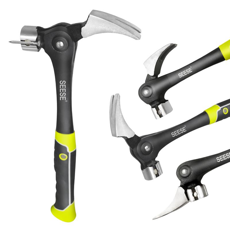 SEESE 16oz Claw Hammer with Magnetic Nail Starter,Indexing Rip Claw ...
