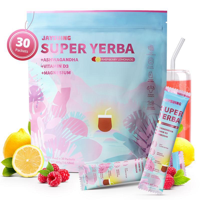 Super Yerba | Yerba Mate Instant Tea Powder | RASPBERRY LEMONADE Flavor ...