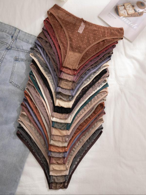 Women's Fitted 21pcs Heart Print Bow Decor Contrast Lace Knicker ...