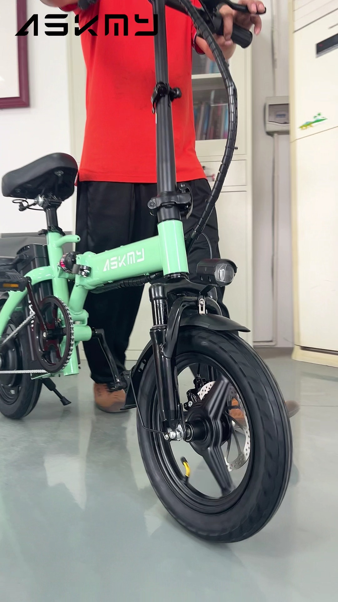 Askmy Compact Foldable Electric Bike for Adults 14Inch E-Bike with 48V ...