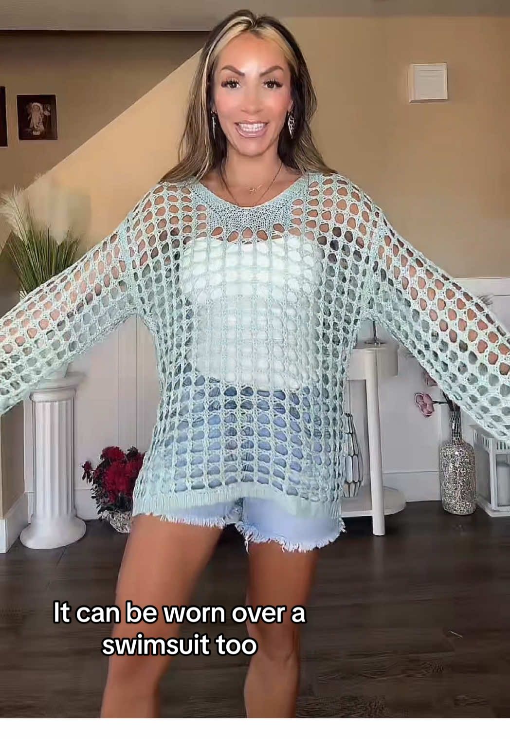 I really love this hollowed out sweater. Perfect for a cover up or to ...