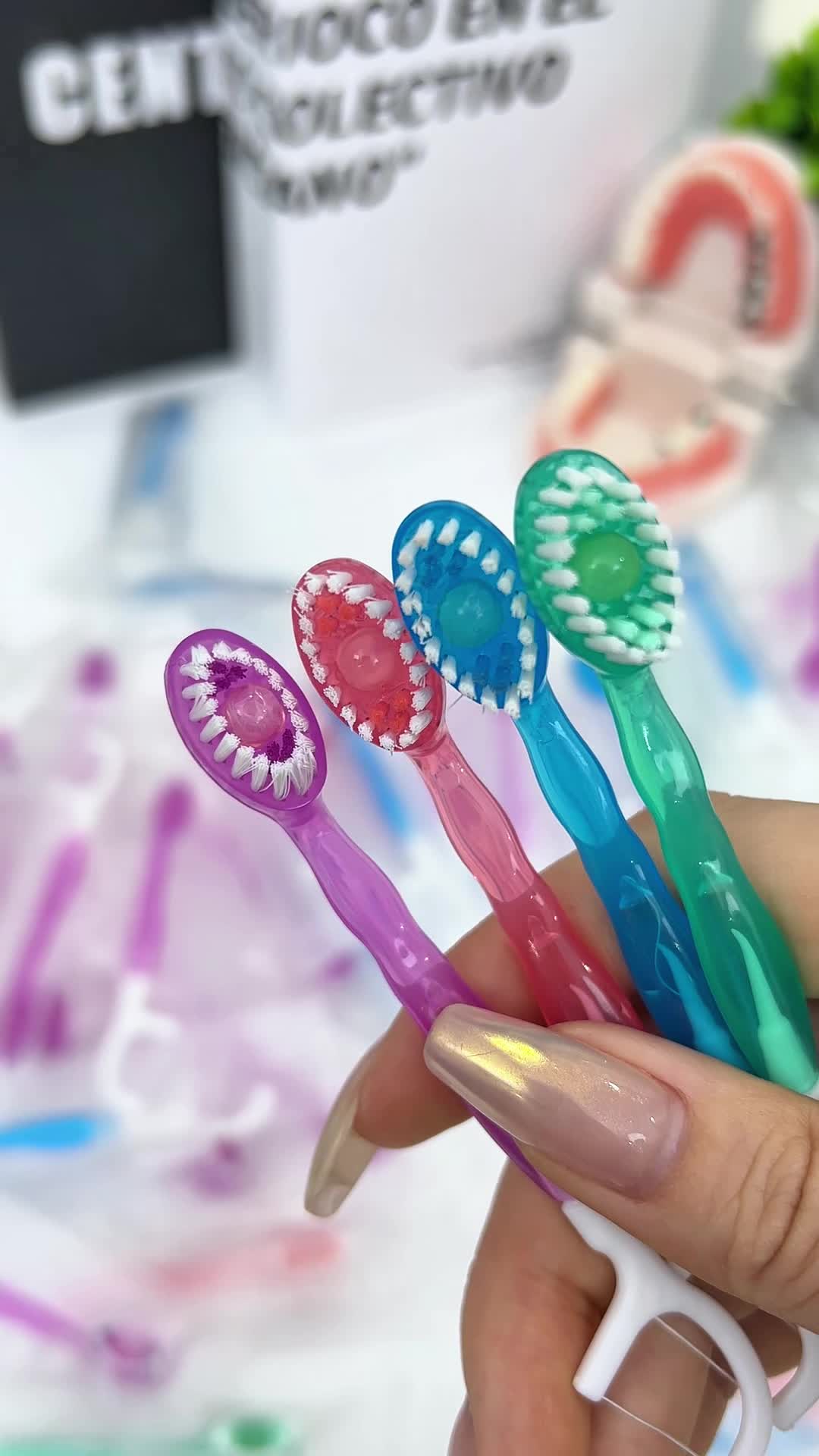 26 individually packed mini toothbrushes with flossers and tongue ...