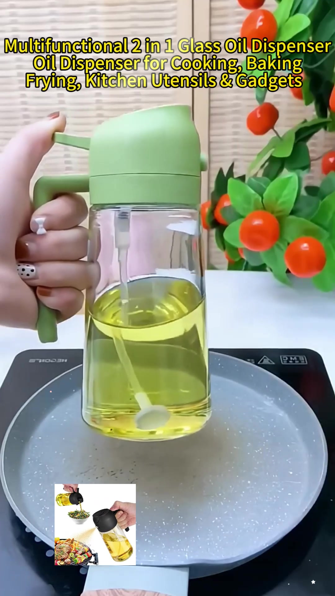 Multifunctional 2 in 1 Glass Oil Dispenser, 1 Count Oil Sprayer with ...